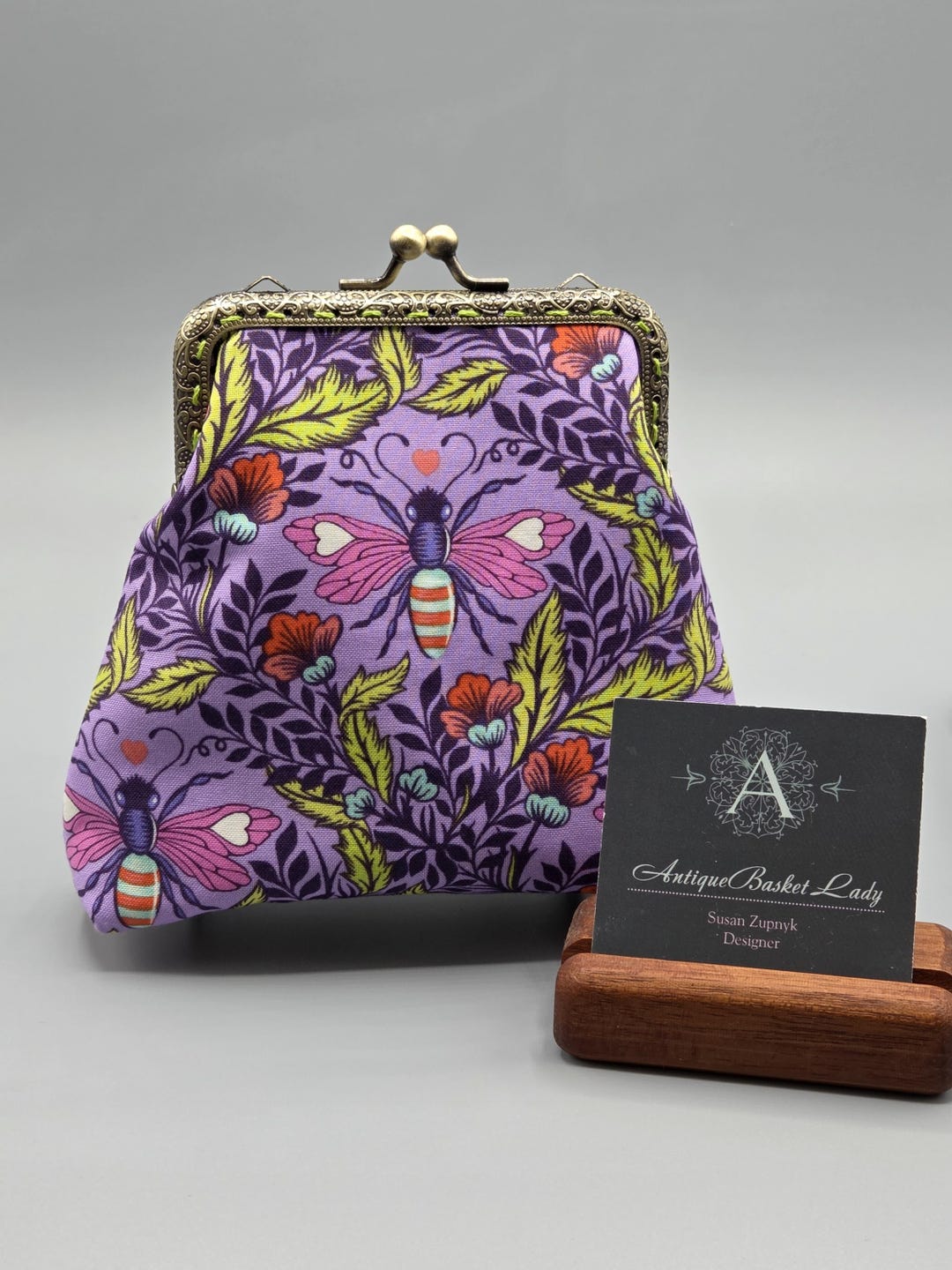 Tula Pink Shake Your Honey Maker Full Moon Forest II Medium Kiss Lock ...