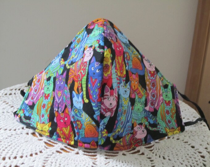 Colorful Cats Fitted Reversible Face Mask 3 Layers of Fabric - Etsy