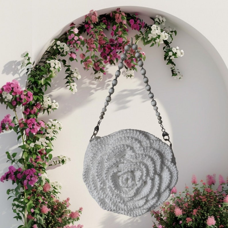White Wedding Bag Crochet Shoulder Bag Small Crochet Bag Vintage ...