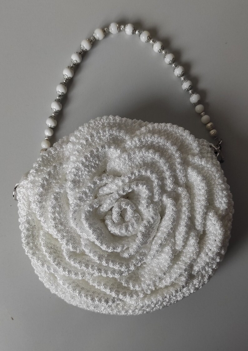White Wedding Bag Crochet Shoulder Bag Small Crochet Bag Vintage ...