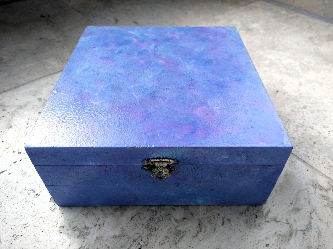 Blue Marbled Look Hand Painted Cigar Jewelry Trinket Box - Etsy