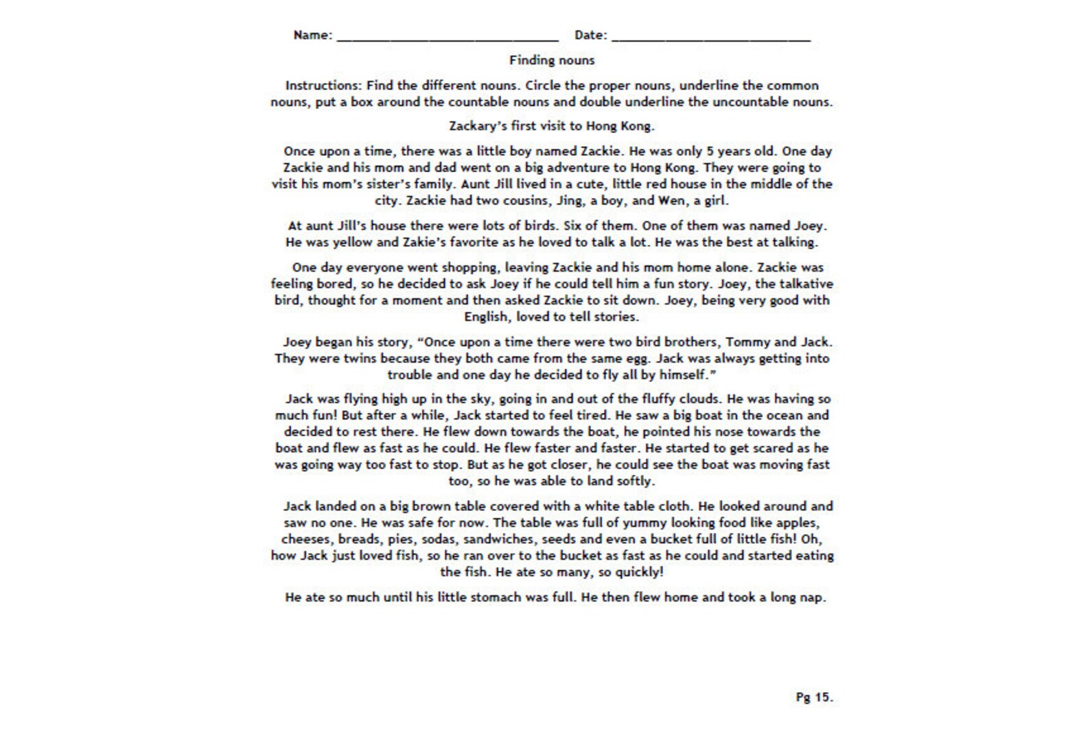 Fun Noun Worksheets, Nouns, What Are Nouns. Countable Nouns ...