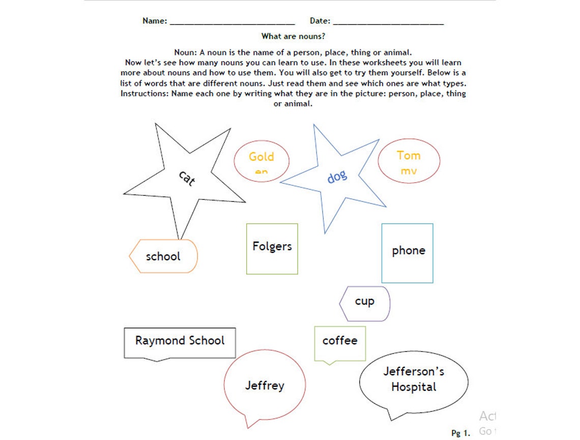 Fun Noun Worksheets, Nouns, What Are Nouns. Countable Nouns ...