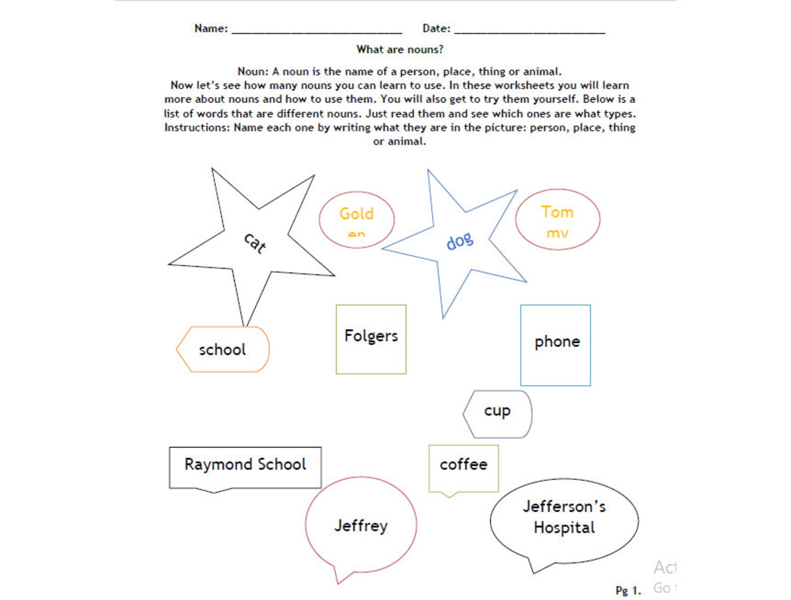 Fun Noun Worksheets, Nouns, What Are Nouns. Countable Nouns ...