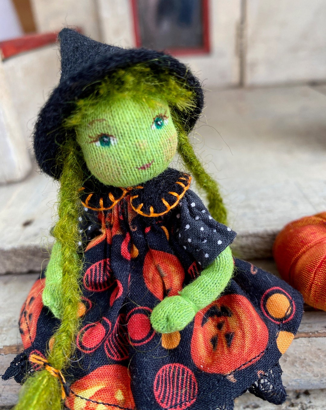Beatrix the Little Pumpkin Witch Art Doll Miniature - Etsy