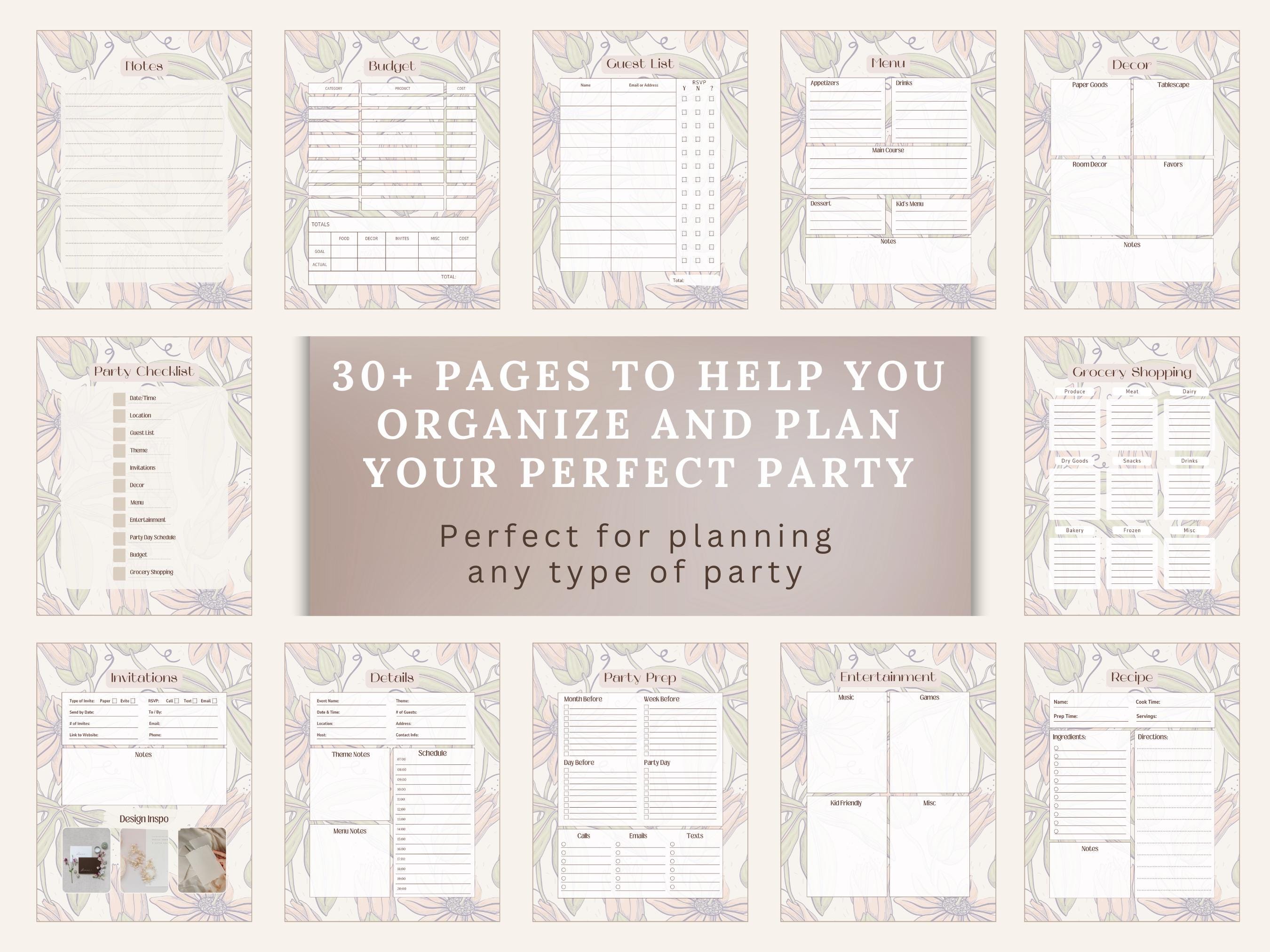 Party Planner,party Planner Editable,party Planner Digital,party ...