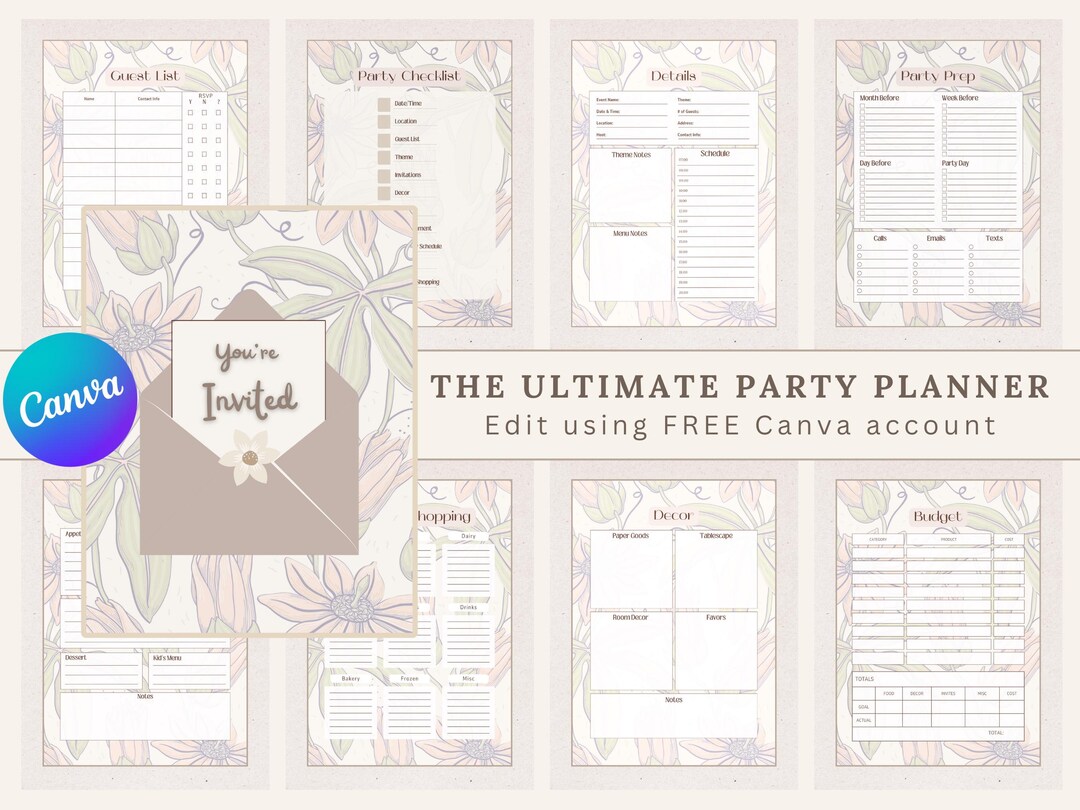 Party Planner,party Planner Editable,party Planner Digital,party ...