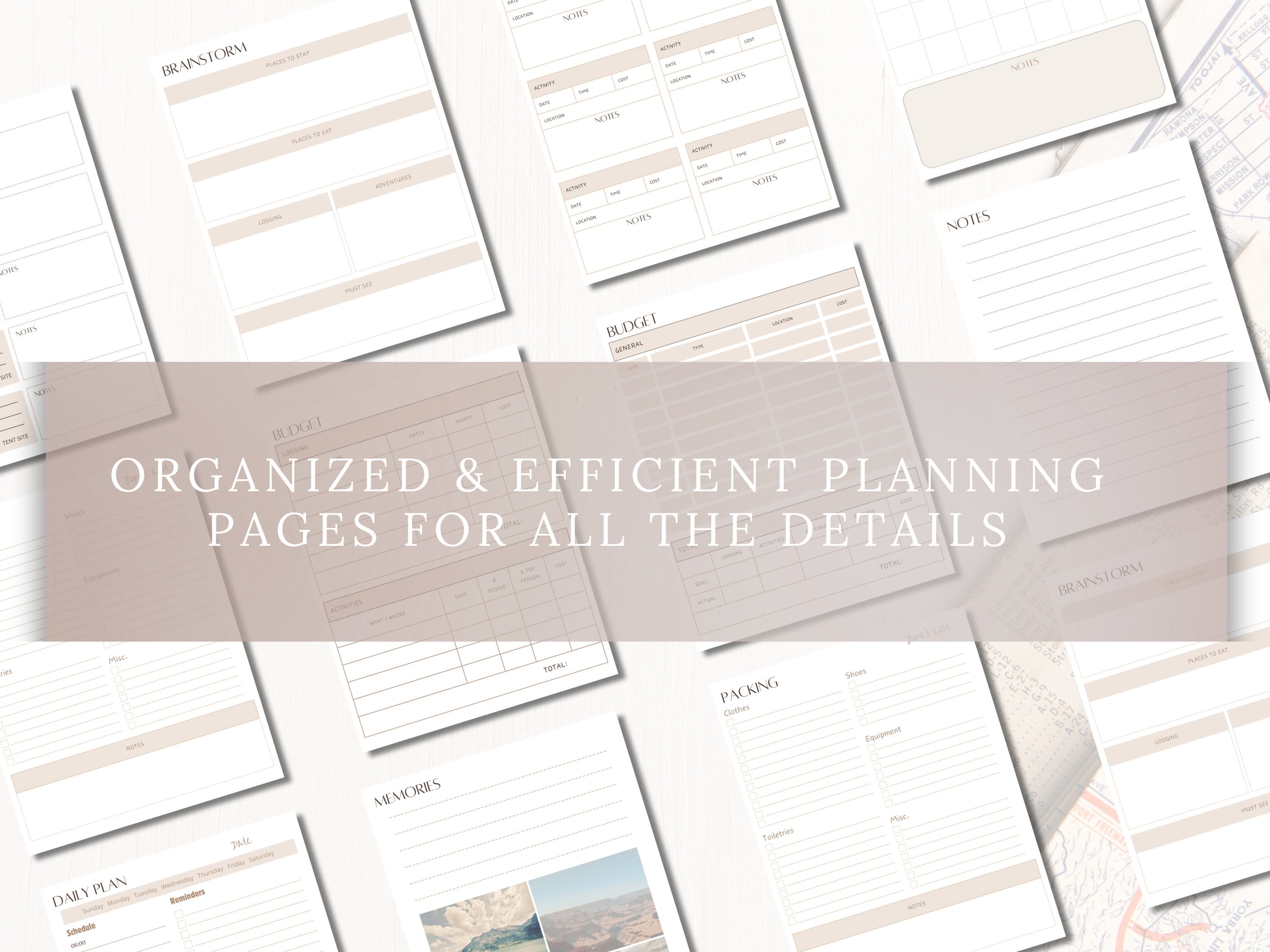 Road Trip Planner - Digital Trip Planner - Editable - Canva - Neutral ...