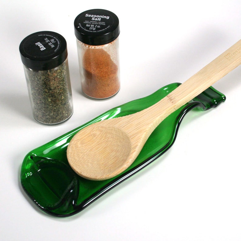 Beer Bottle Spoon Rest Green Snack Server Recycled Beer Bottle - Etsy