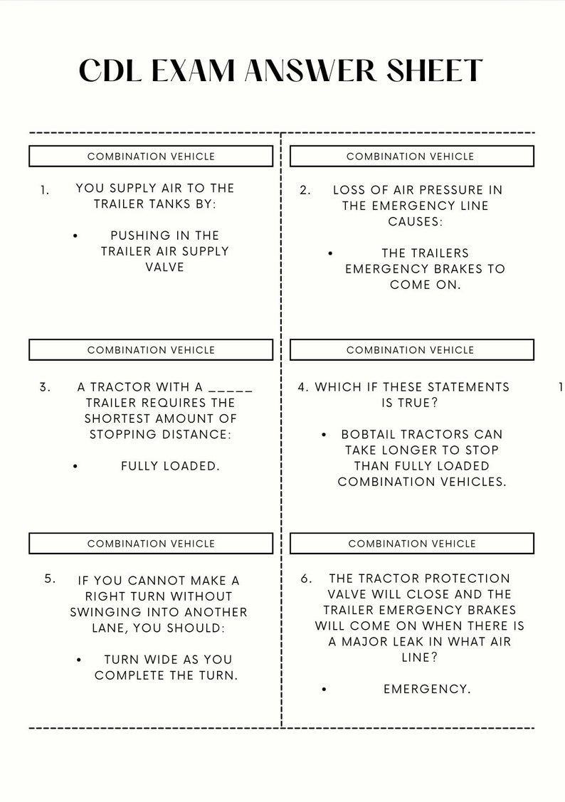 CDL Combination Vehicle Study Guide (official 2025 Questions and ...