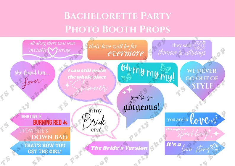 Printable Bachelorette Party Photo Booth Props Swiftie Taylor Swift ...