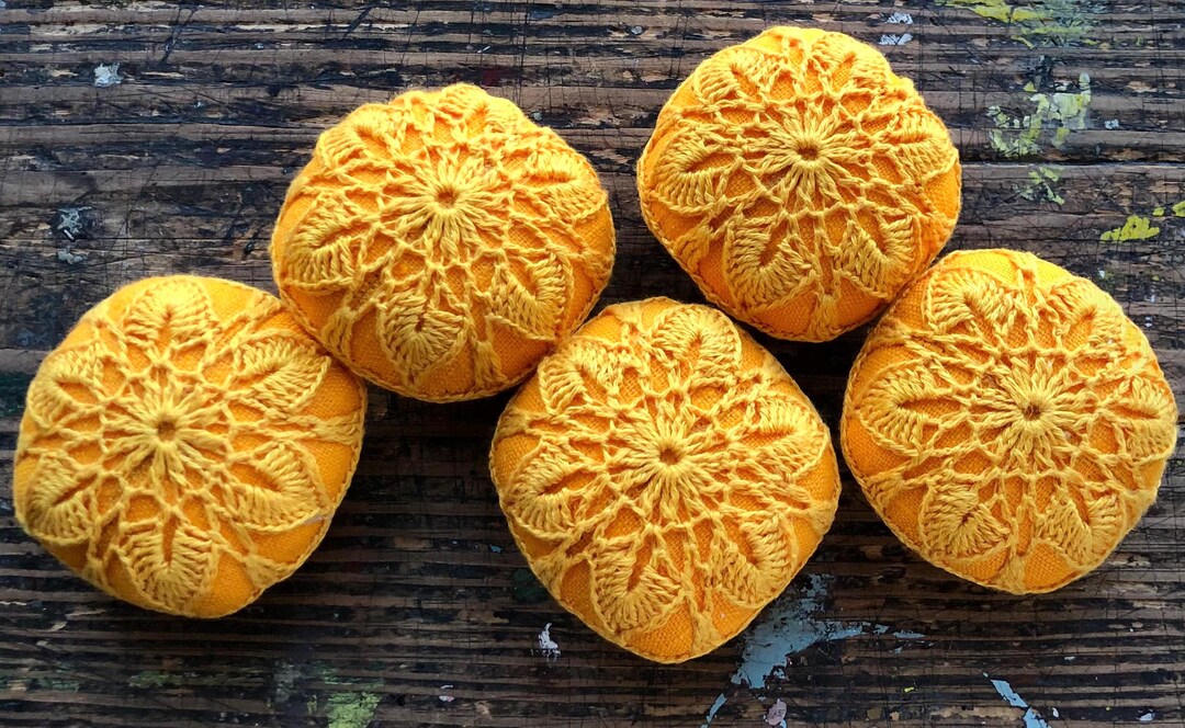 Linen Pincushion - Crochet Motif -- Yellow - Etsy