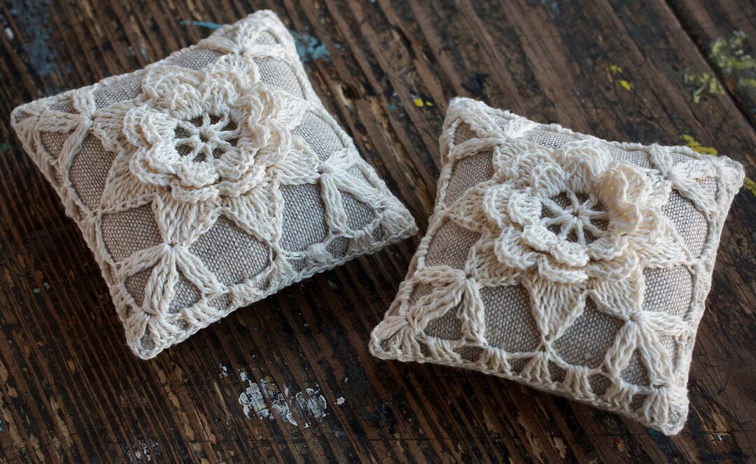 Linen Pincushion Crochet Motif Natural - Etsy