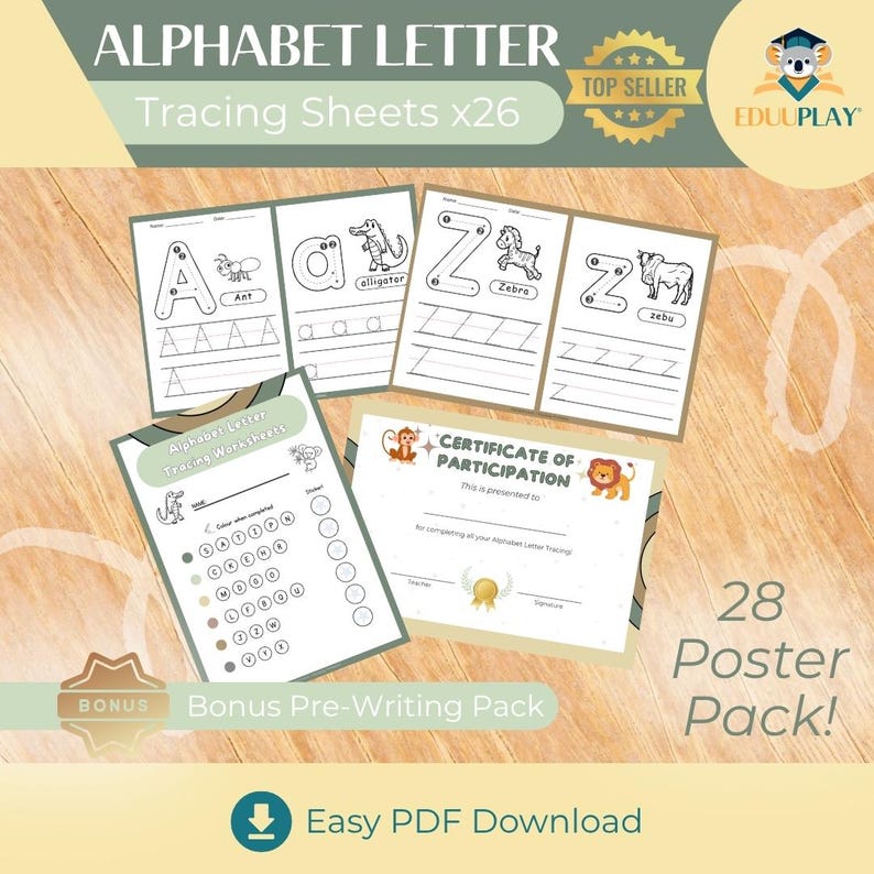 Alphabet Tracing Sheets for Preschool | 28 Page Printable Pack ...