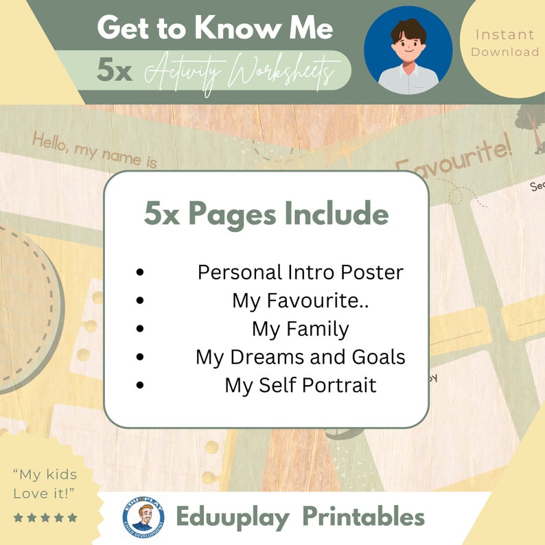 Get to Know Me - 5x Activity Worksheets, Favourites, Classroom, Self ...