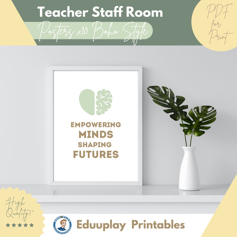 Boho Teacher Staff Room Posters | Set of 10 Motivational Quotes | Staff ...