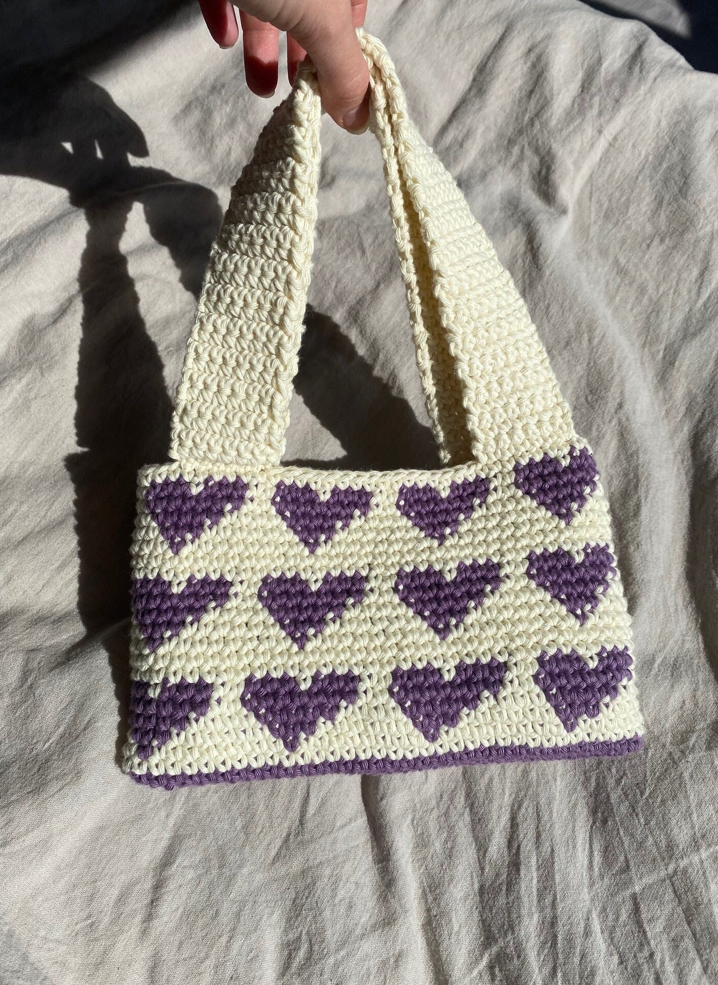 Heart Crochet Bag Pattern | Cute and Girly Two-coloured Lovely Crochet ...