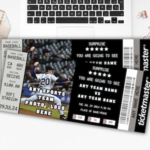 Editable Baseball Tickets, Sports Tickets, Baseball Surprise Ticket ...