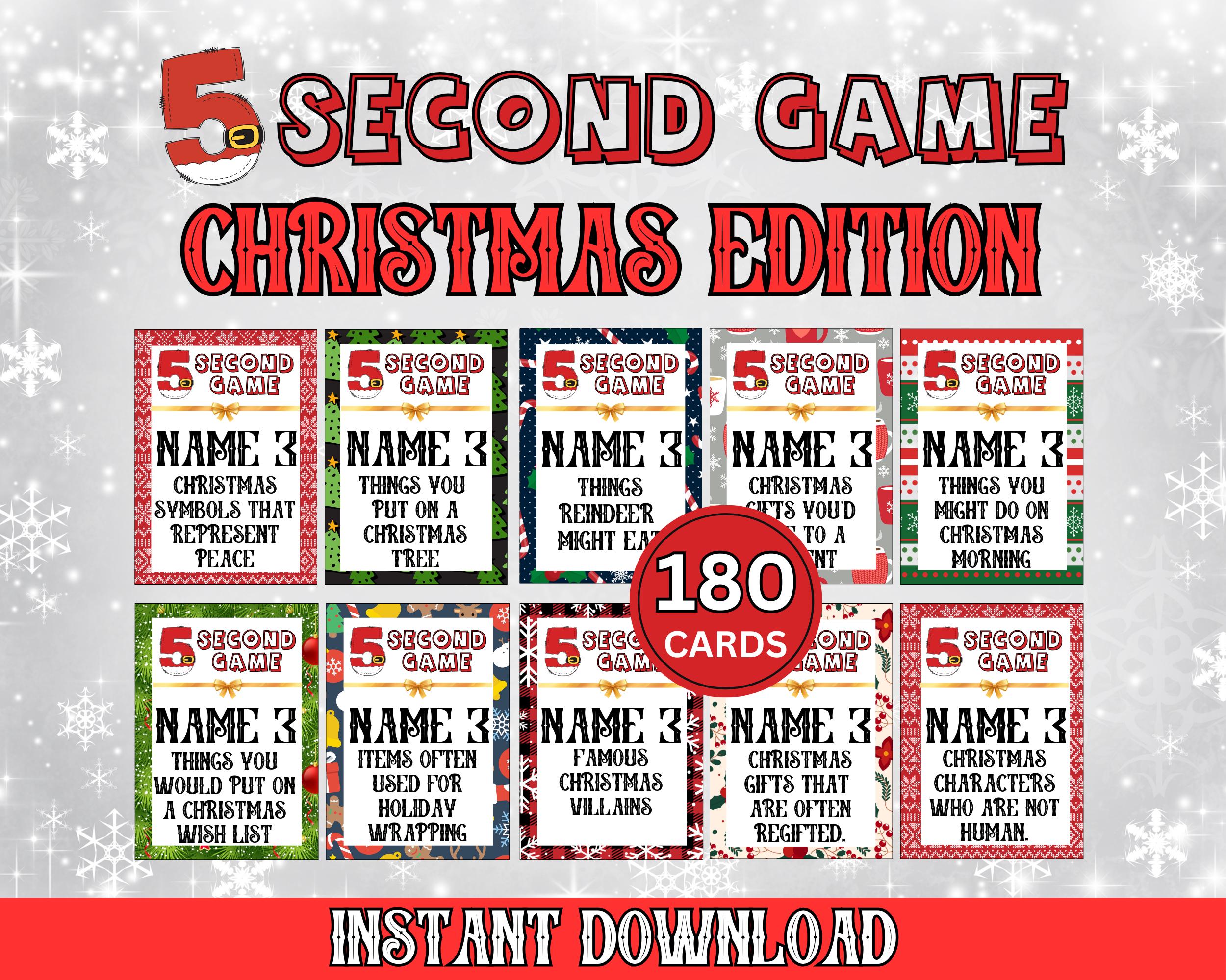 Christmas 5 Second Game, Printable Christmas Game, Christmas Party Game ...