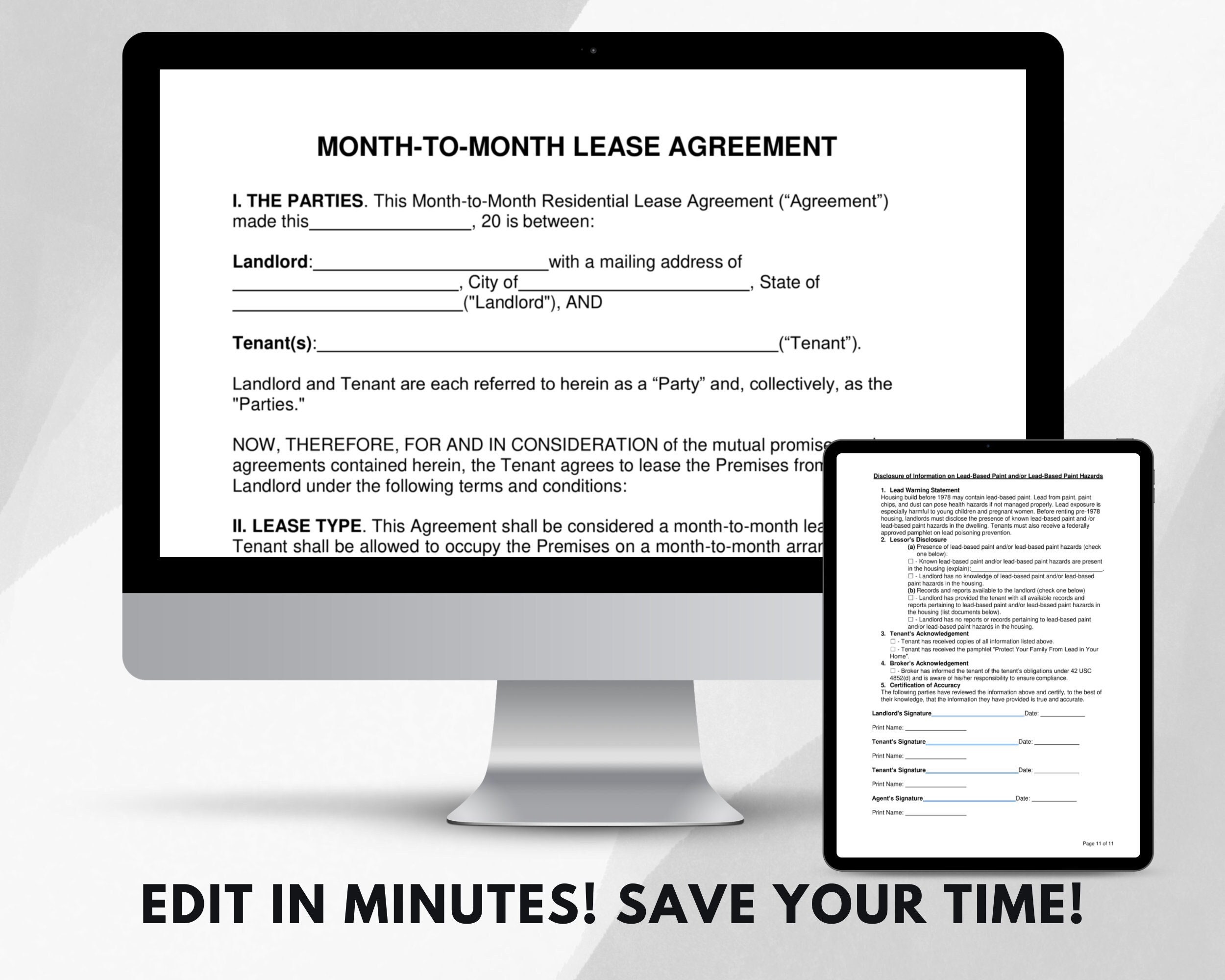 Month to Month Rental Agreement, Monthly Rental Agreement, Month to ...