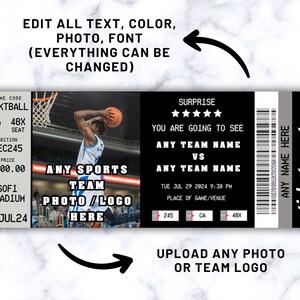 Editable Basketball Tickets, Sports Tickets, Basketball Surprise Ticket ...
