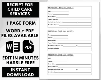 Childcare Receipts for Parents Taxes Daycare Receipts for Parents Taxes ...