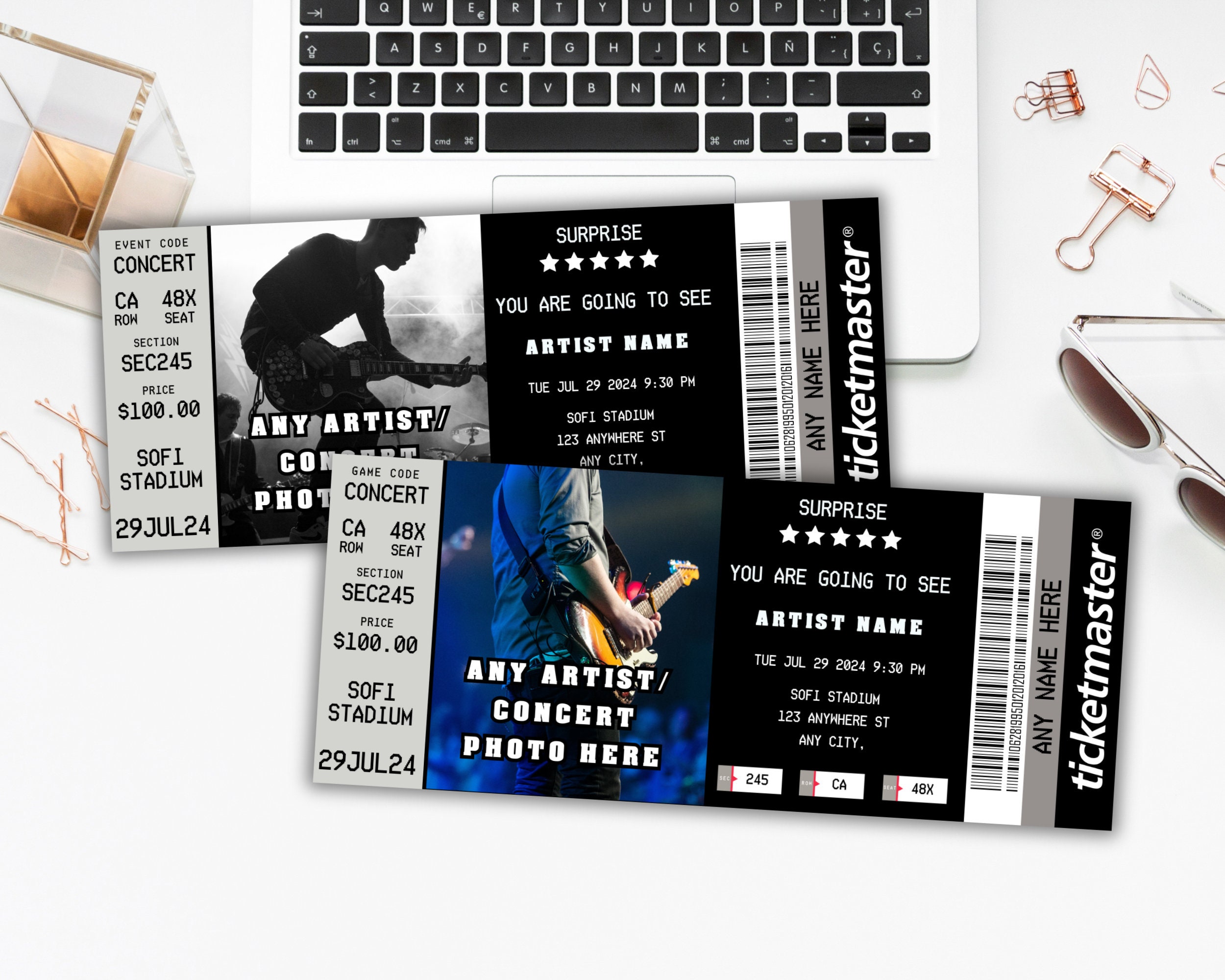 Editable Concert Ticket Template, DIY Event Ticket, Custom Concert ...