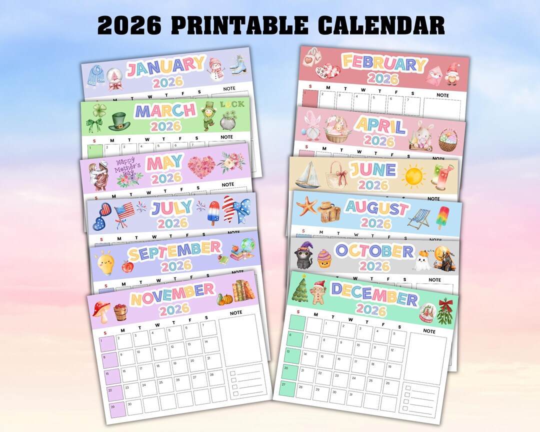 Printable Calendars, Printable Kids Calendars, 2026 Calendars ...