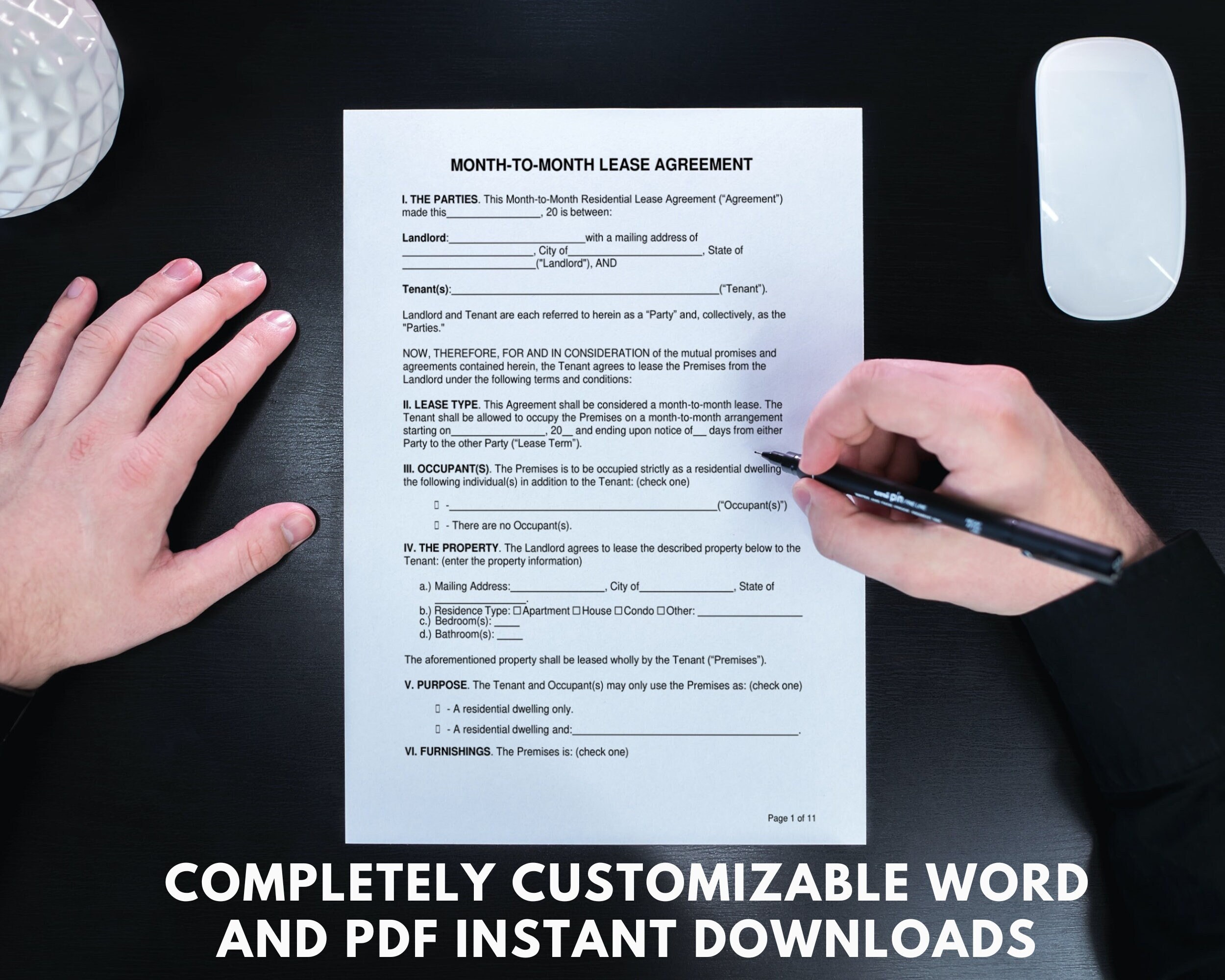 Month to Month Rental Agreement, Monthly Rental Agreement, Month to ...