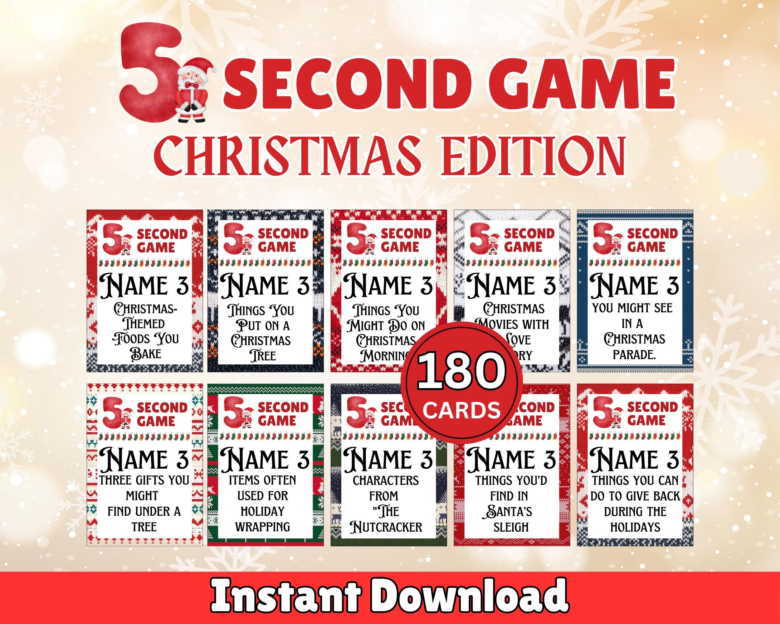 Christmas 5 Second Game, Printable Christmas Game, Christmas Party Game ...