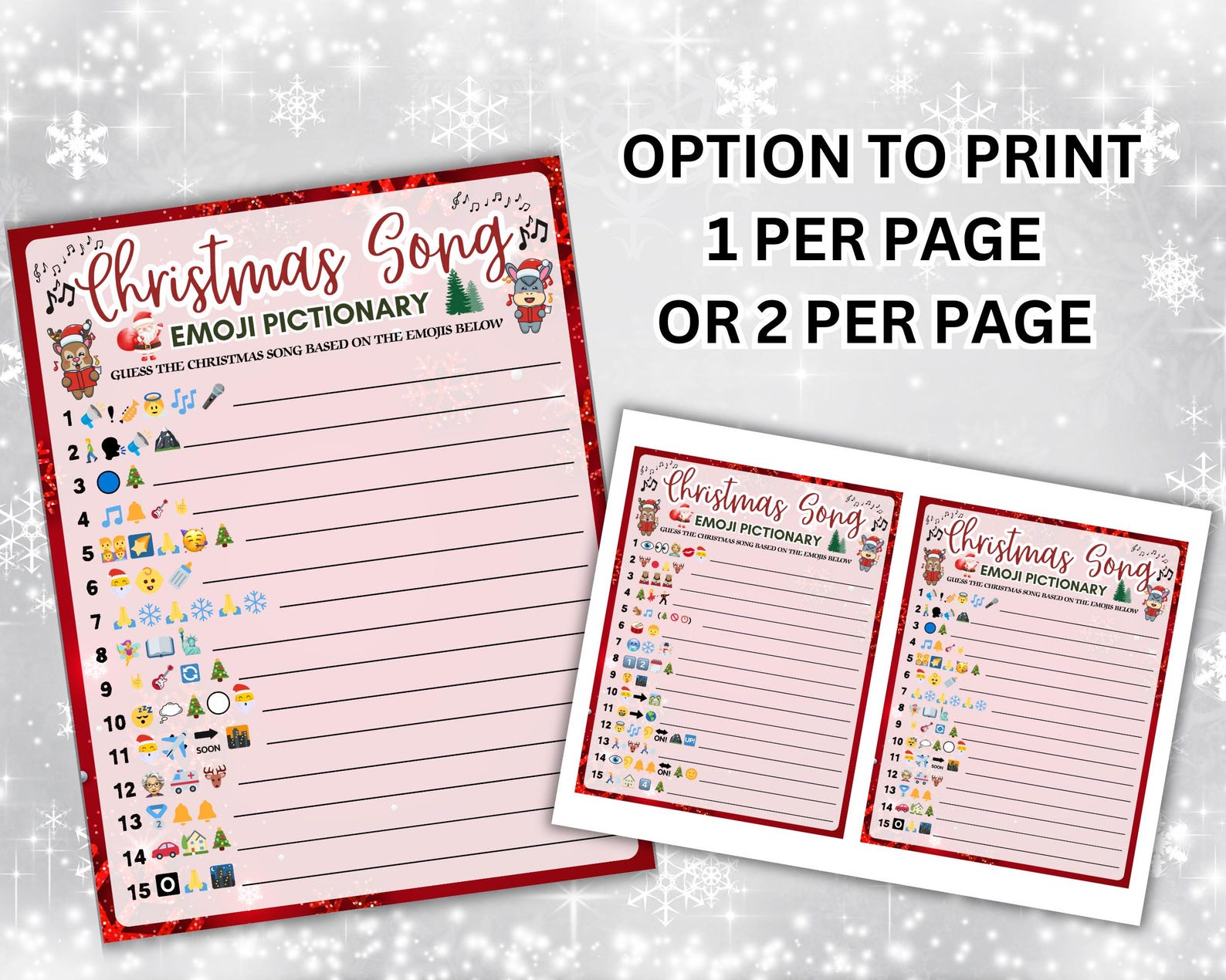 Christmas Emoji Pictionary Game, Christmas Printable Game, Holiday ...