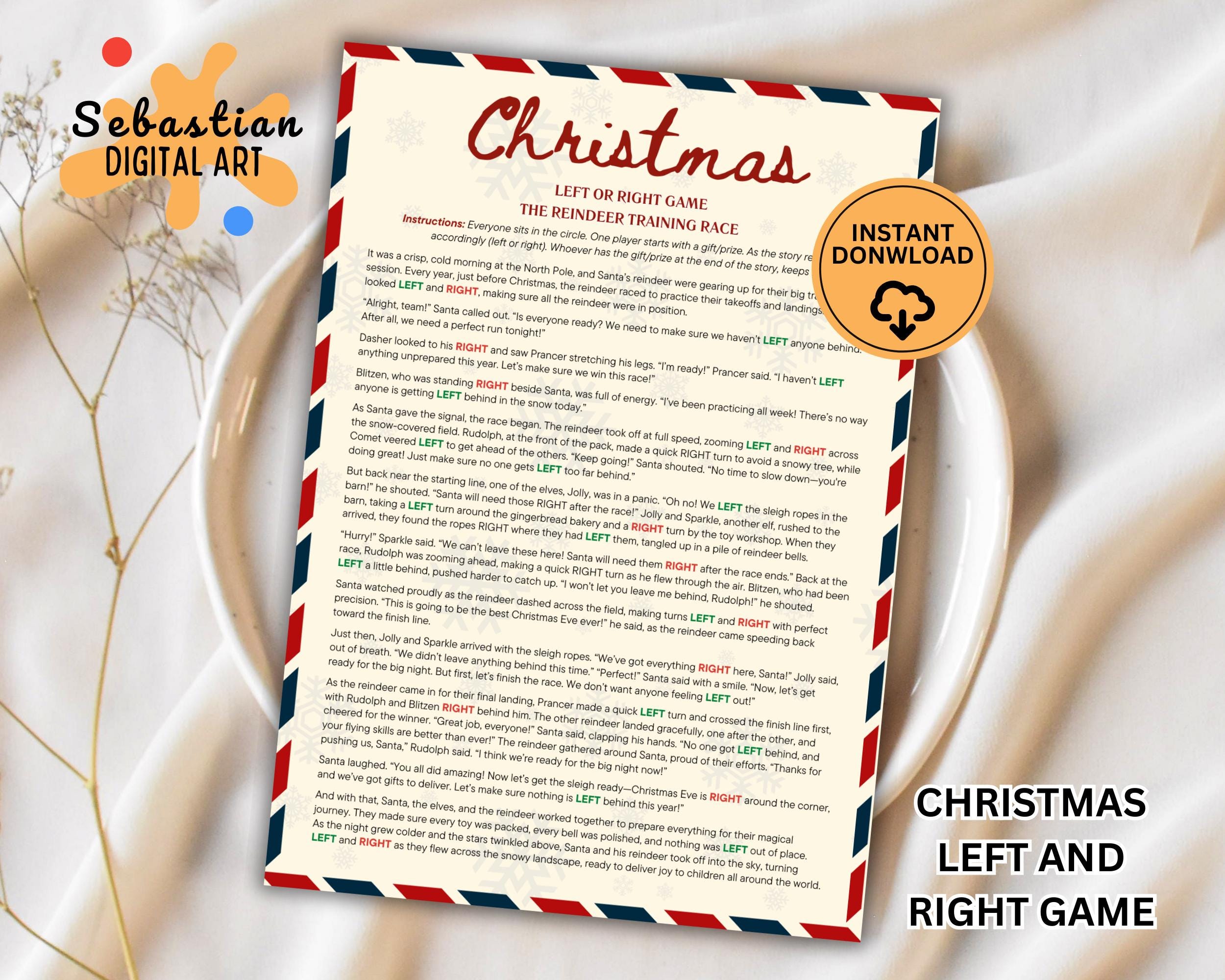 Christmas Left Right Game, Right Left Christmas Game, Christmas Pass ...