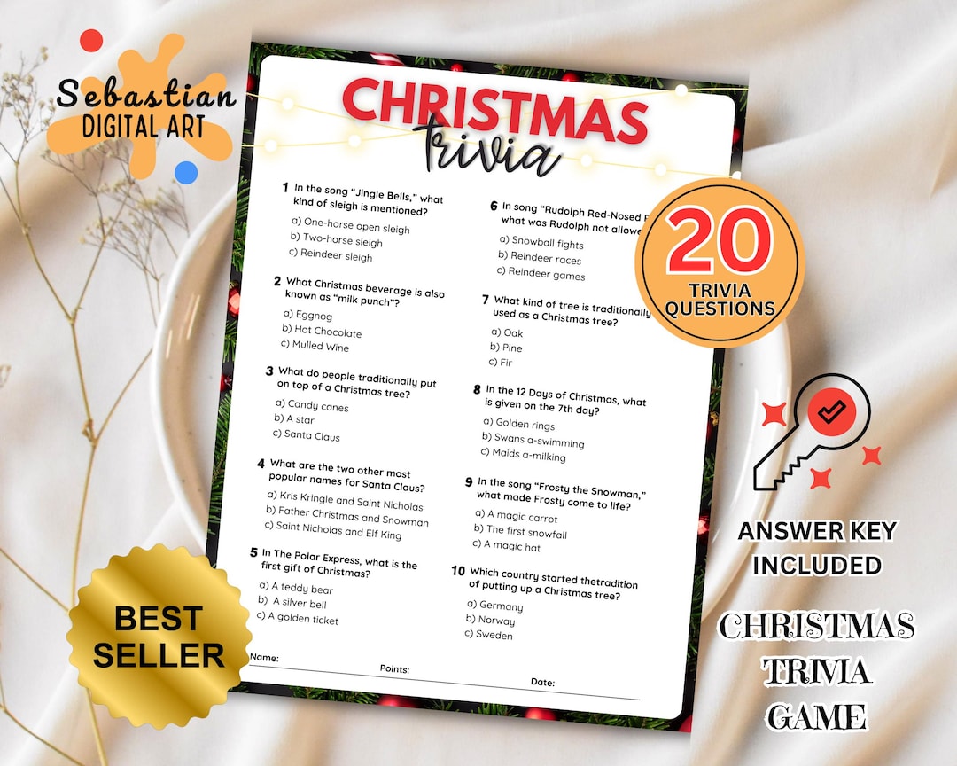 Printable Christmas Trivia Game, Christmas Party Game, Christmas Game ...