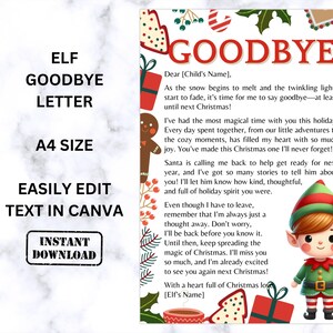 Editable Elf Letter, I'm Back Hello Elf Letter, Goodbye From Elf ...