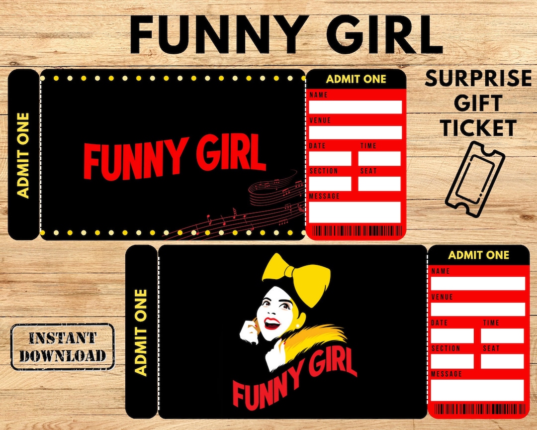Printable Funny Girl Musical Ticket, Funny Girl Ticket, Editable ...