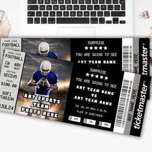 Editable Football Ticket, Football Ticket Gift, Sport Tickets, Football ...
