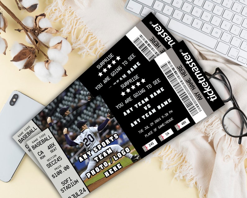 Editable Baseball Tickets, Sports Tickets, Baseball Surprise Ticket ...