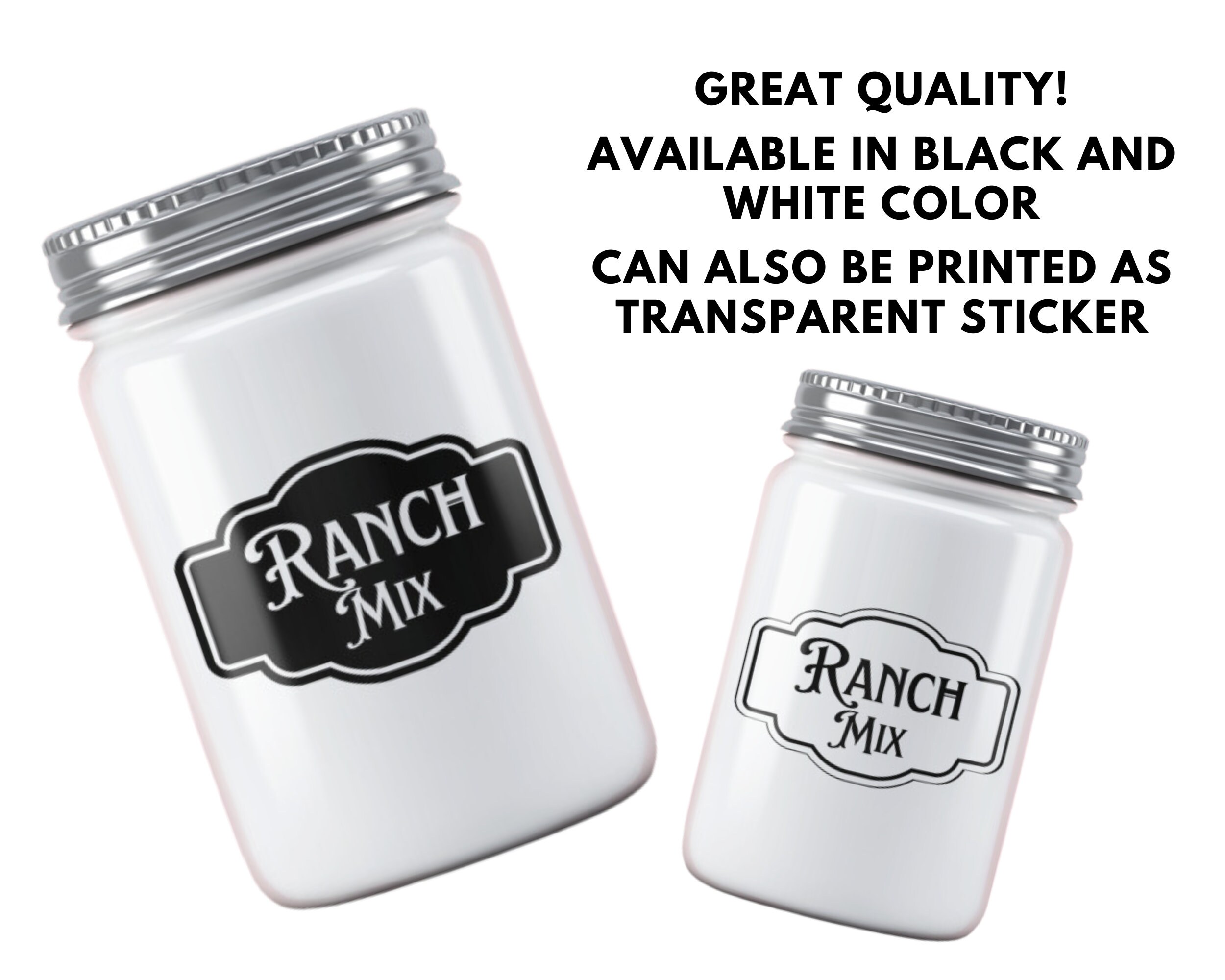 Printable Ranch Mix Label, Pantry Label, Kitchen Label, Ranch Label ...