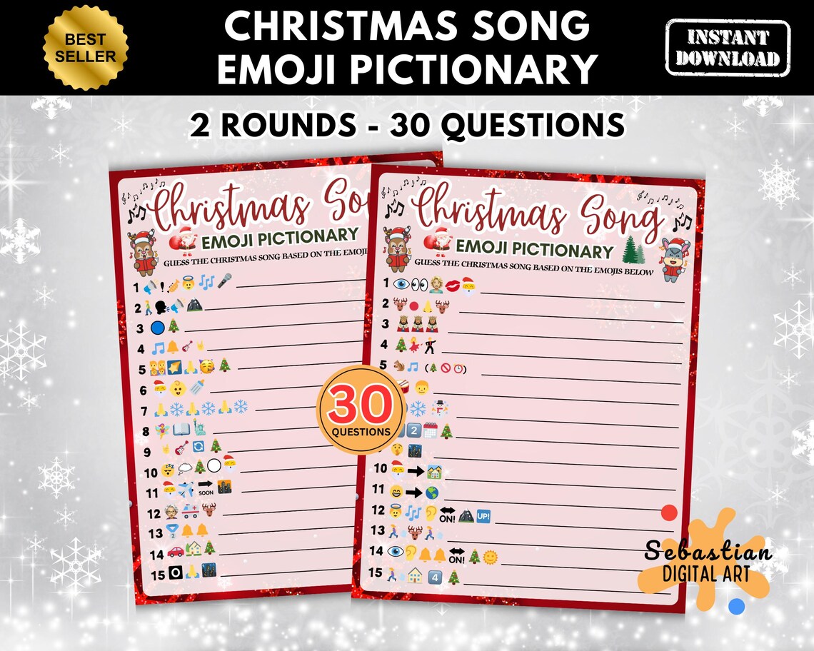 Christmas Emoji Pictionary Game, Christmas Printable Game, Holiday ...