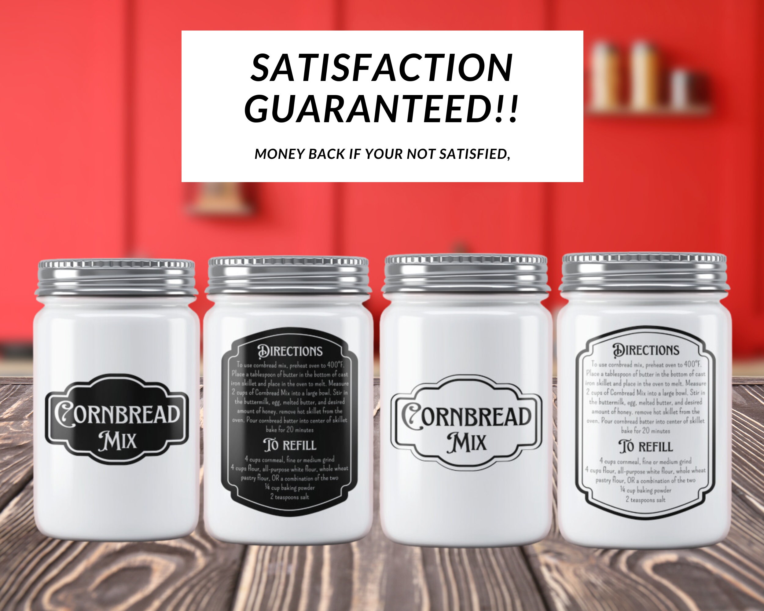 Printable Cornbread Mix Label, Pantry Label, Kitchen Label, Cornbread ...