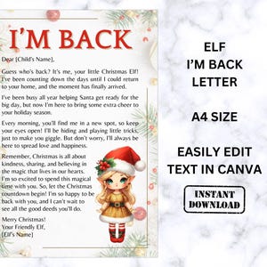 Editable Elf Letter, I'm Back Hello Elf Letter, Goodbye From Elf ...