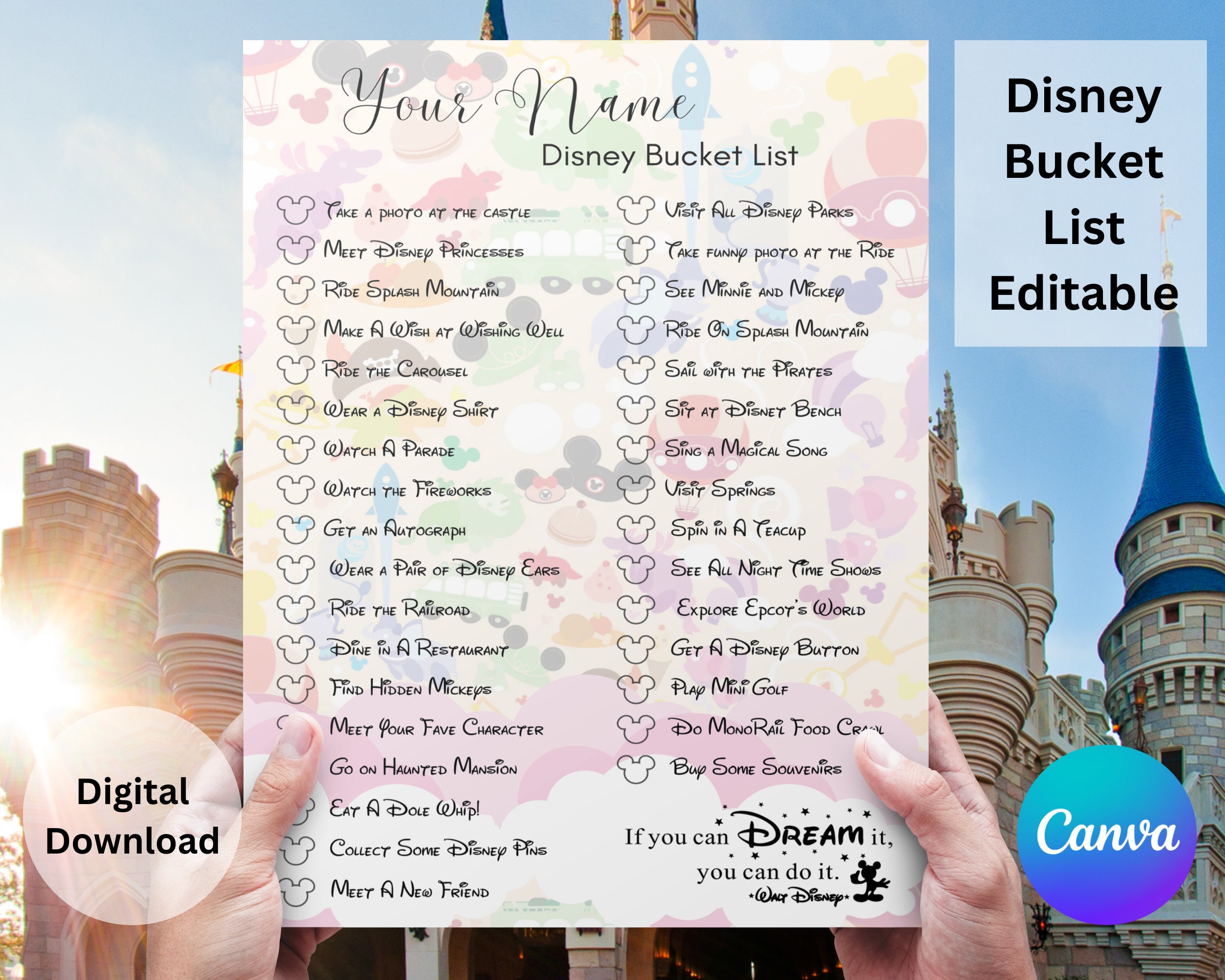 Lista De Verificación Imprimible De Disney World