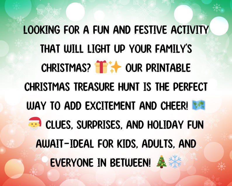 Difficult Christmas Treasure Hunt - Difficult Christmas Scavenger Hunt ...
