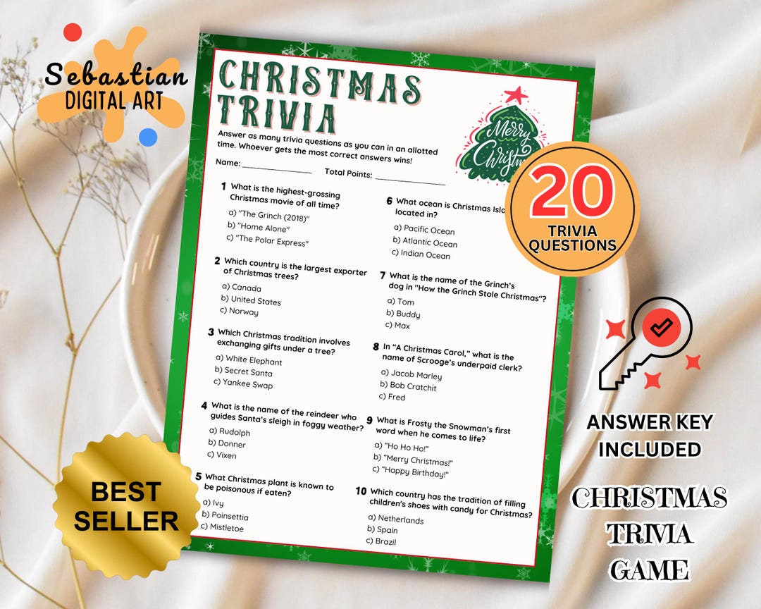 Printable Christmas Trivia Game, Christmas Party Game, Christmas Game ...