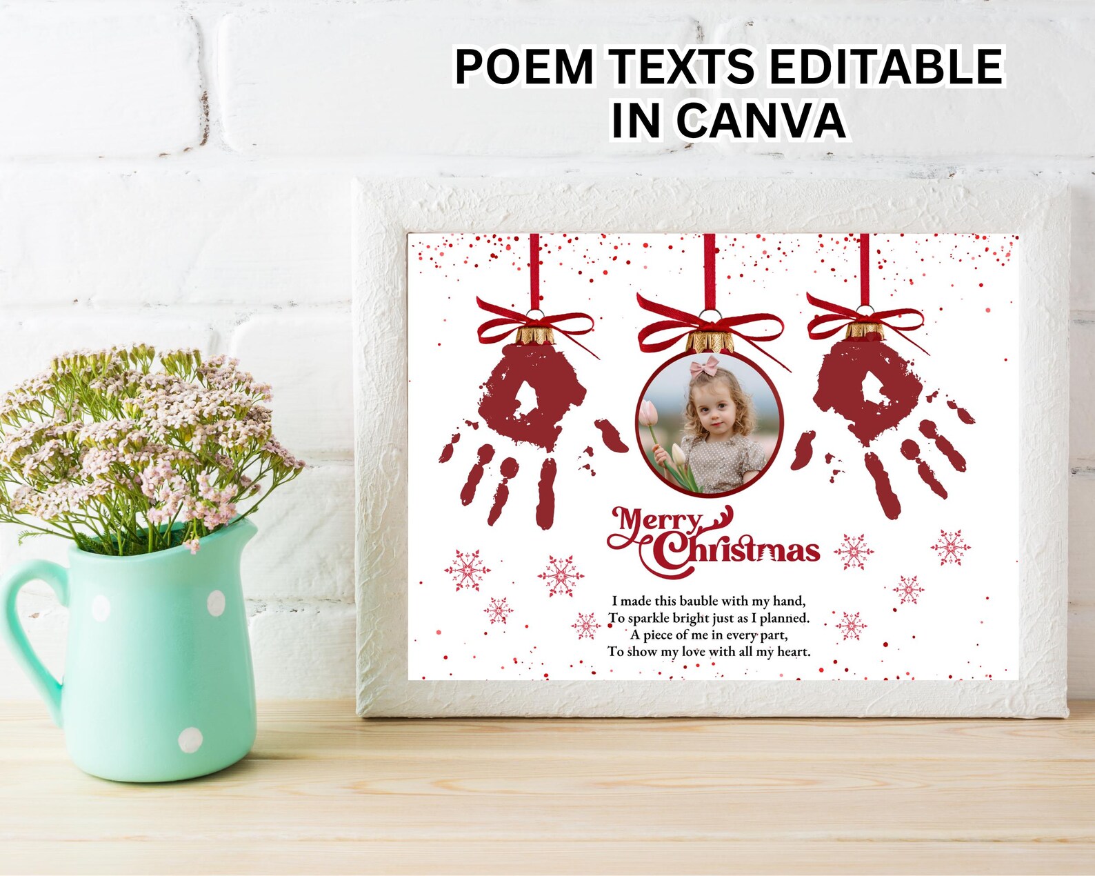 Christmas Handprint Poem DIY Art Craft Bundle, Printable Christmas ...