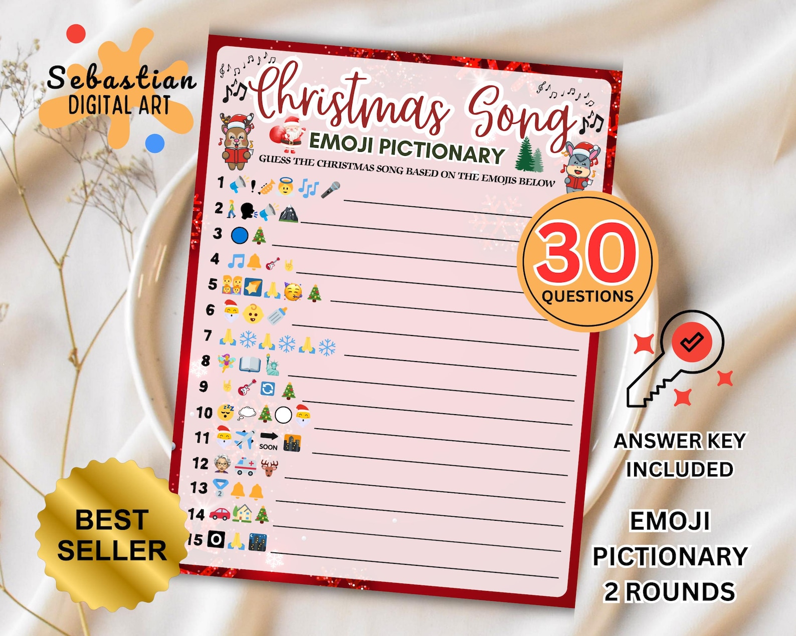 Christmas Emoji Pictionary Game, Christmas Printable Game, Holiday ...