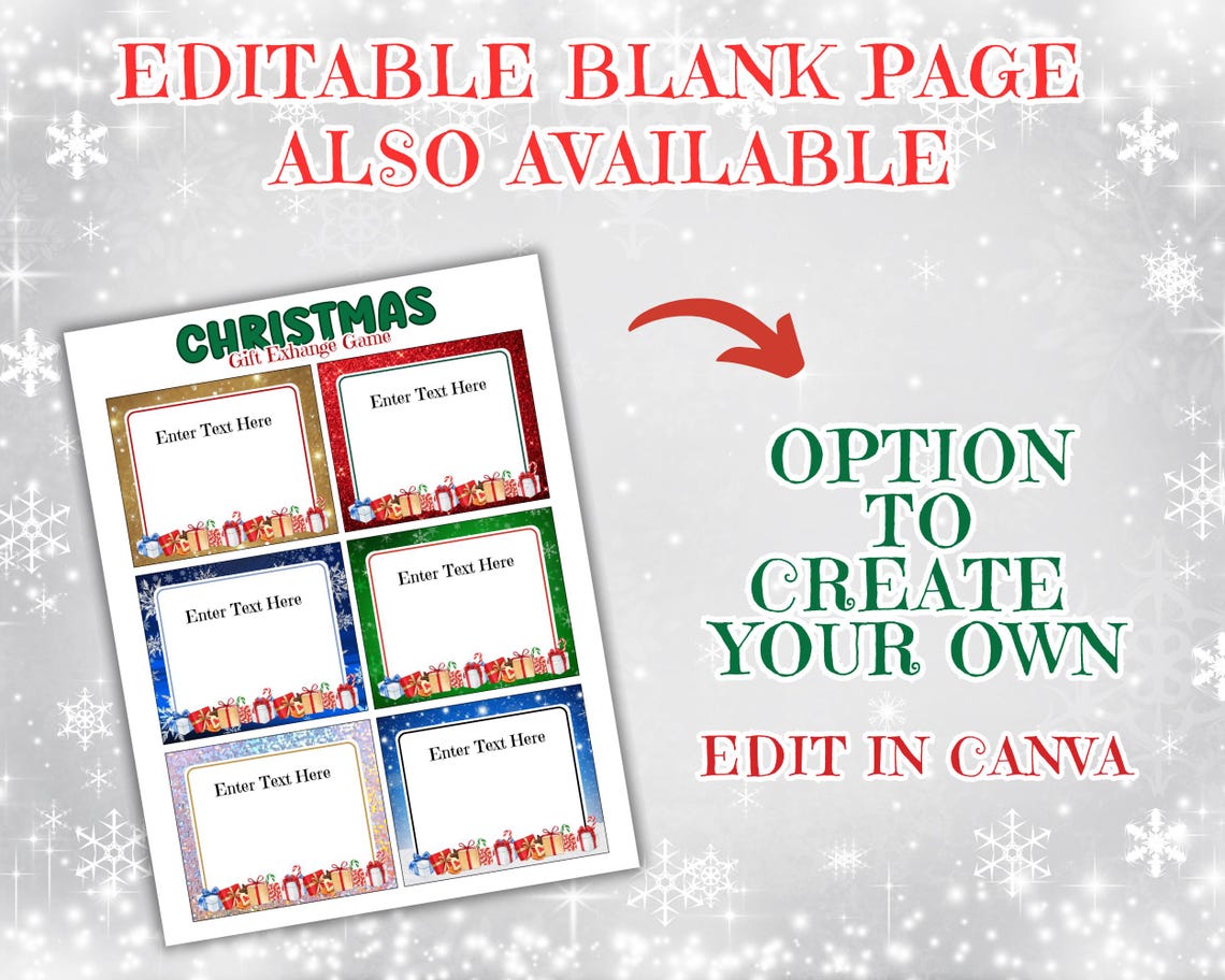 Christmas Gift Exchange Game, Printable Christmas Game, White Elephant ...
