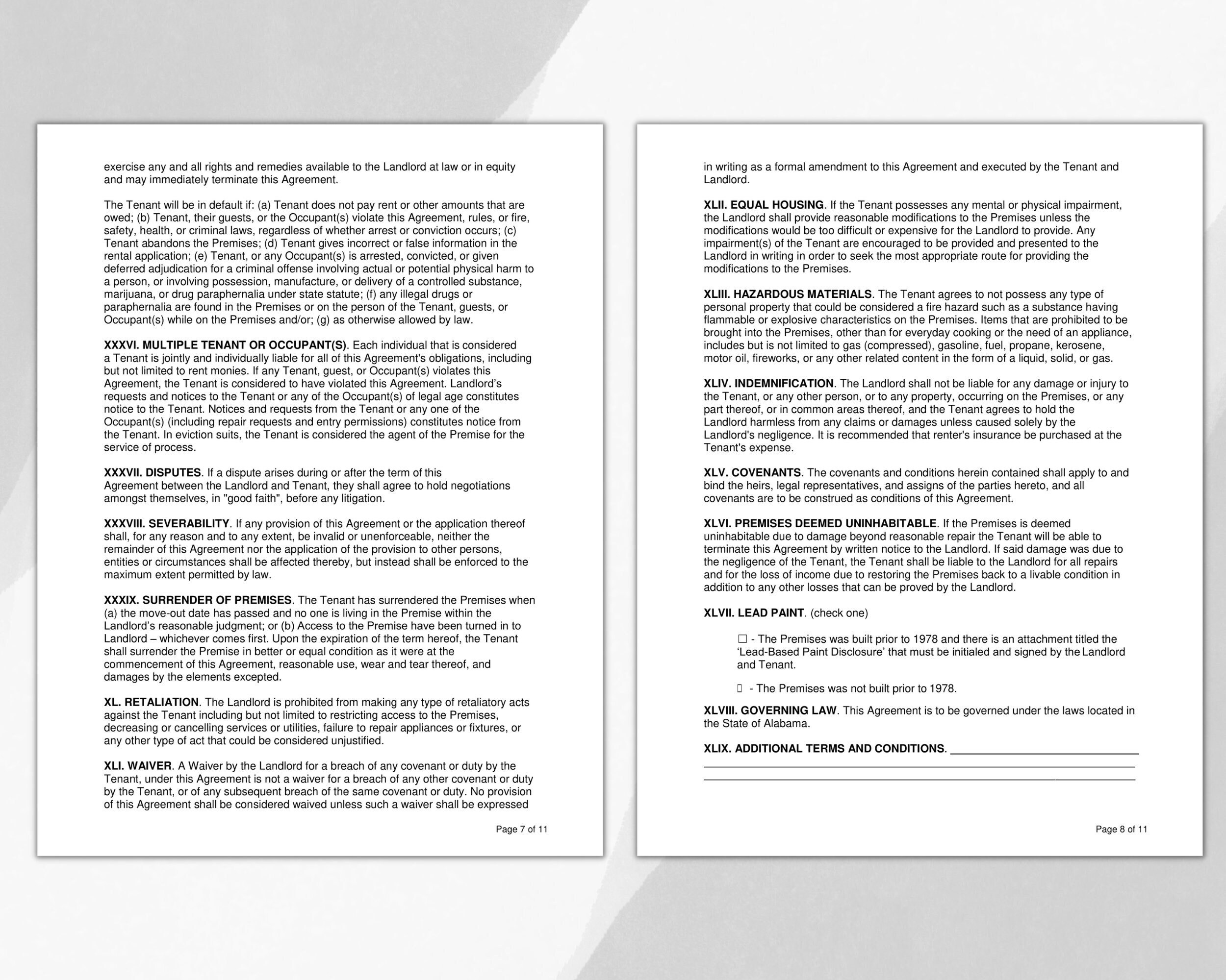 Month to Month Rental Agreement, Monthly Rental Agreement, Month to ...