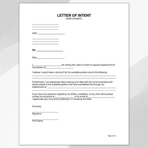 Letter of Intent, Letter of Intent (LOI), Letter of Intent (LOI) Forms ...