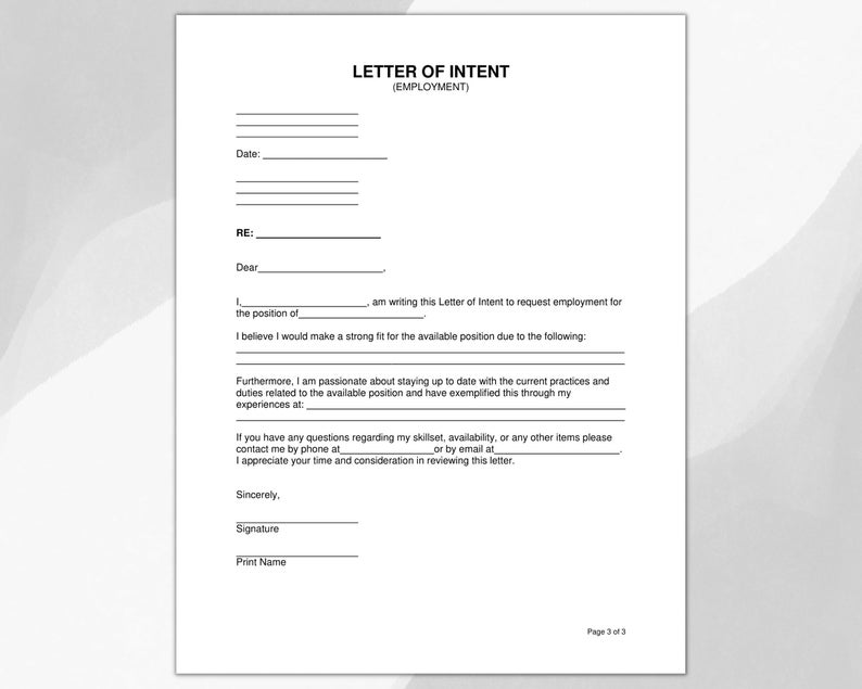 Letter of Intent, Letter of Intent (LOI), Letter of Intent (LOI) Forms ...